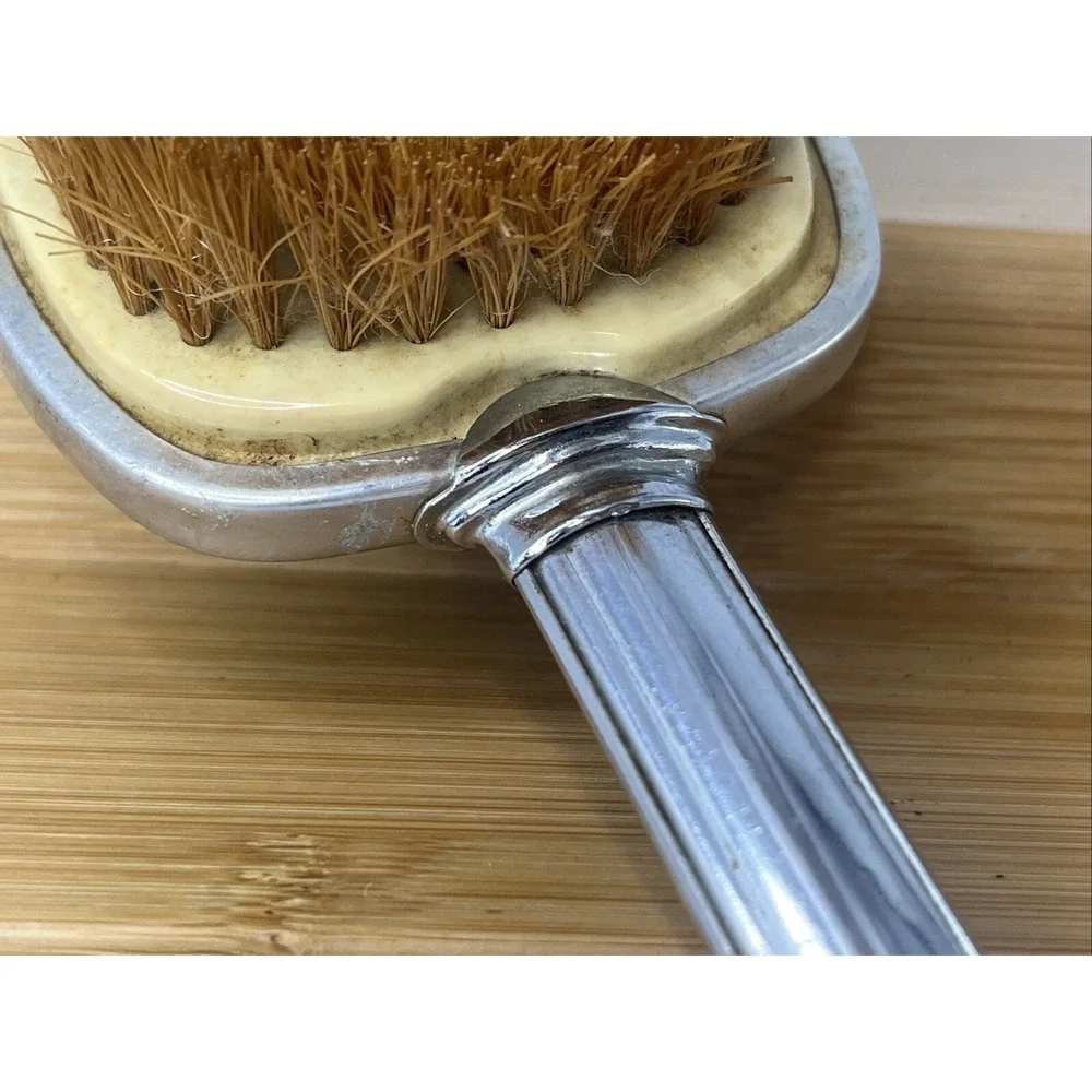Makeup | Vintage Vanity Hair Brush Green Design With Silver Tone ...